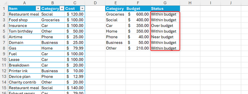 I use these 3 Excel formulas to organize my daily life