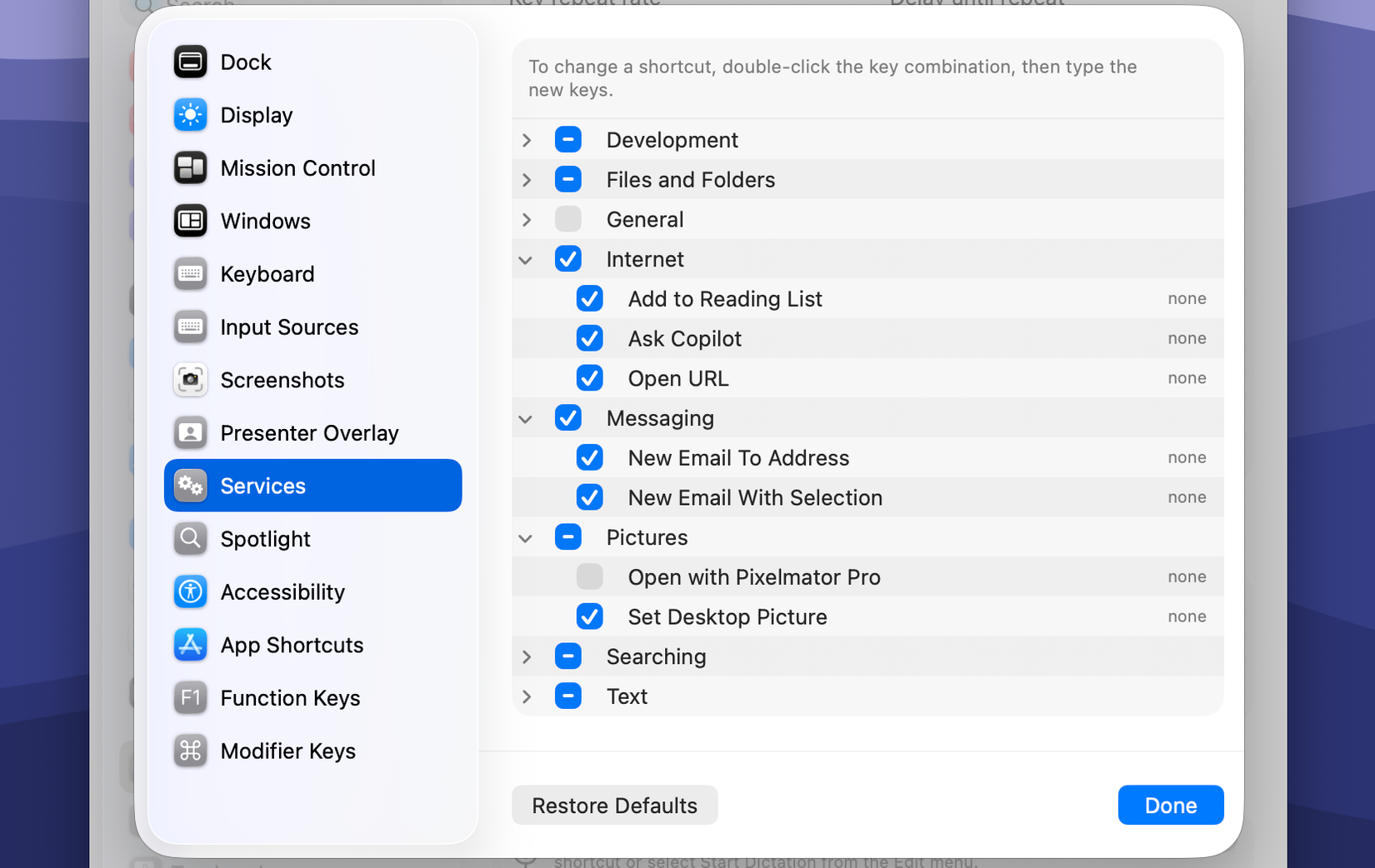 How to use the Services menu in macOS