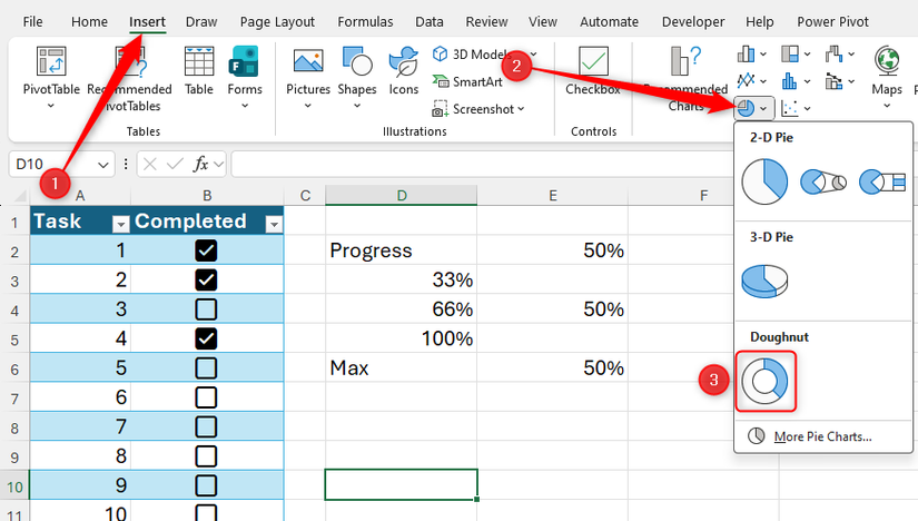 I made Excel’s doughnut chart change color automatically to track ...