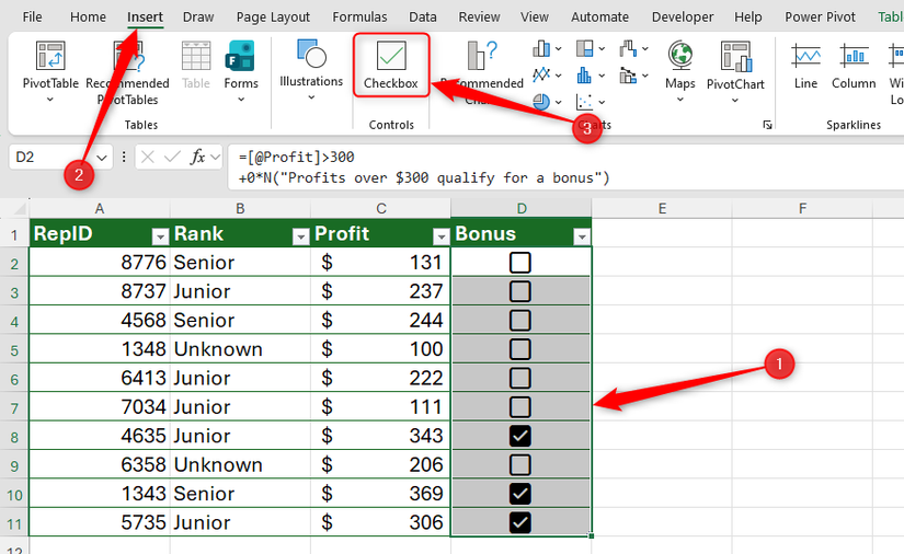Document formulas in Excel like Code with N() function