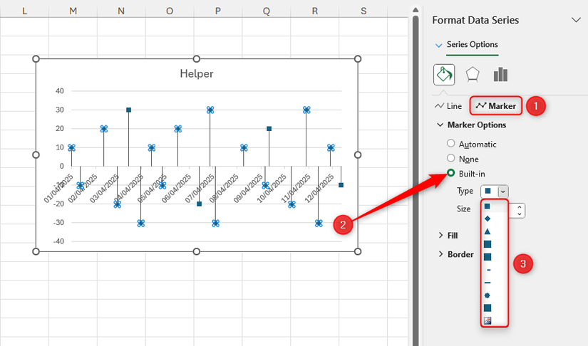 timeline excel graph