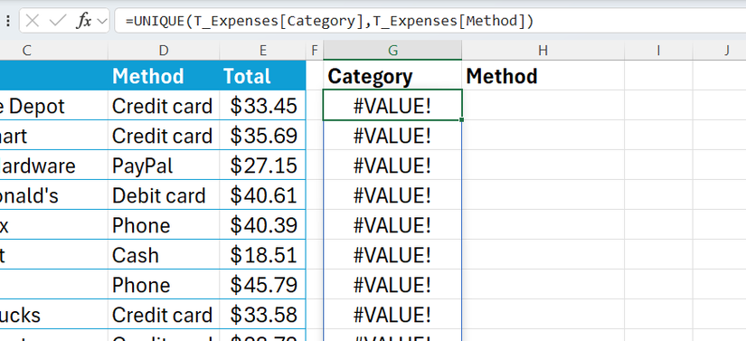 Excel's UNIQUE function can't skip columns—unless you use this trick