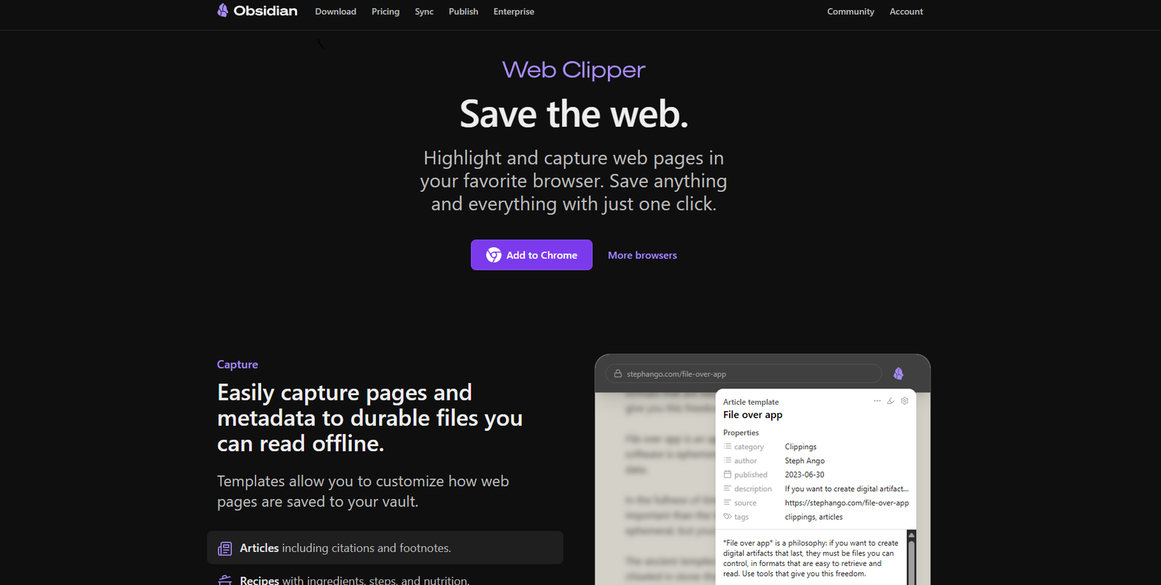 How I save any web page to my Obsidian vault (and actually read it later)