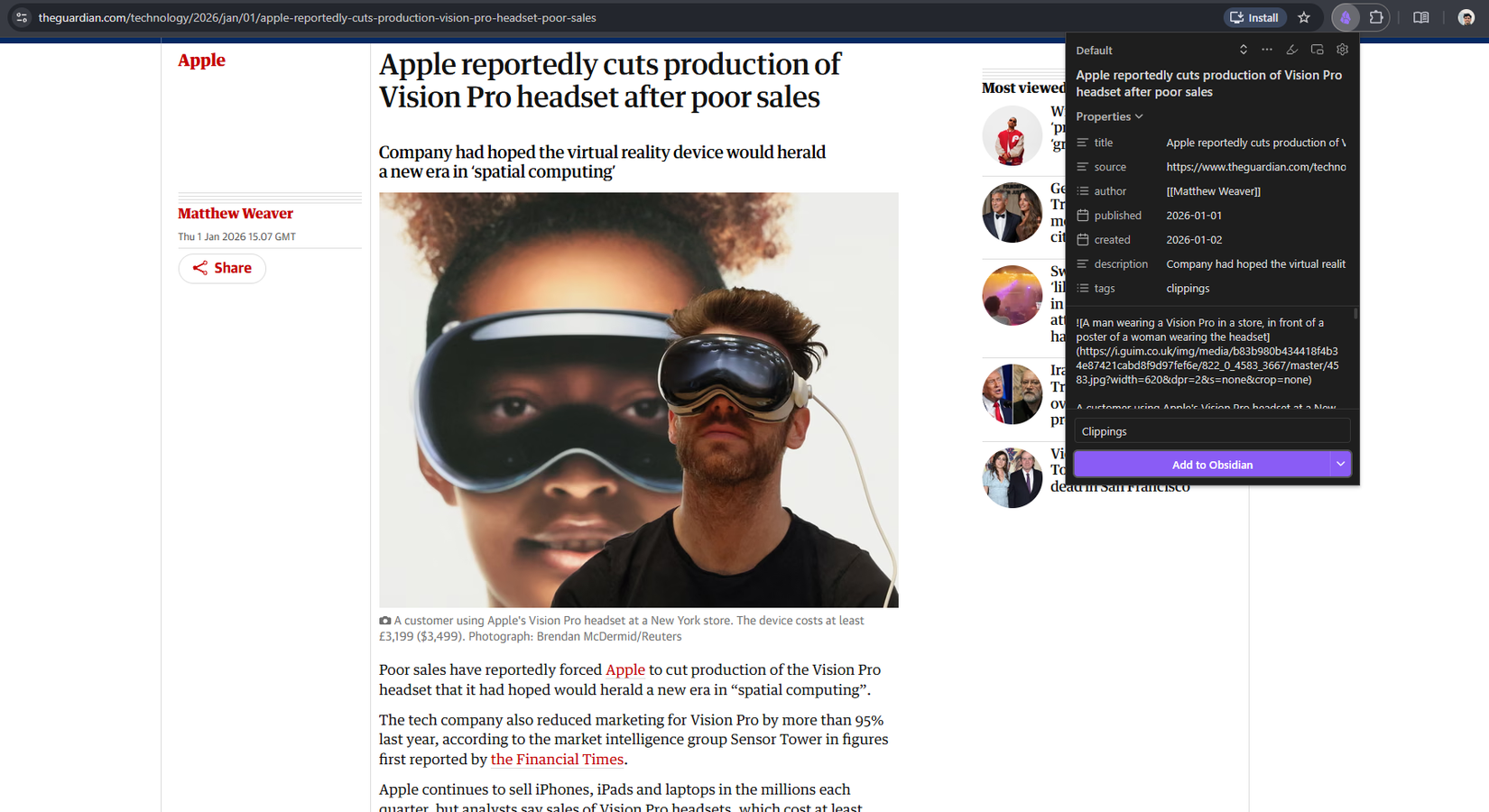How I save any web page to my Obsidian vault (and actually read it later)