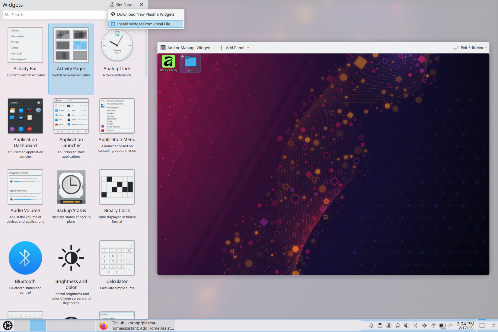 This KDE add-on brought Home Assistant controls to my Linux desktop