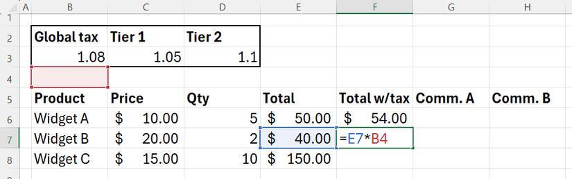 Don't underestimate the power of the $ sign in Excel formulas