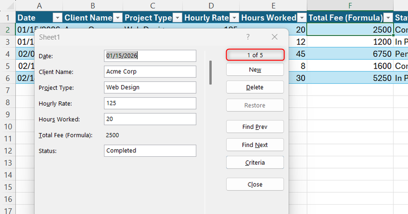 How to use the hidden Form tool in Excel for quick data entry
