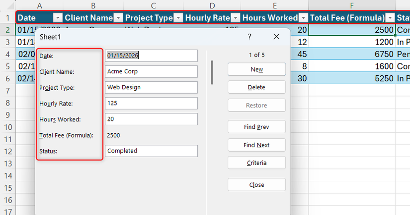 How to use the hidden Form tool in Excel for quick data entry