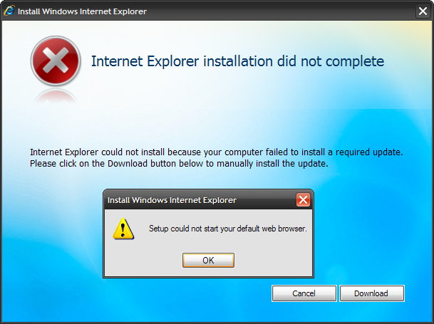 internet explorer 8 not working