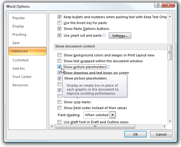 Use Image Placeholders to Display Documents Faster in Word
