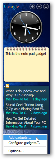 Add Google Gadgets to your Desktop