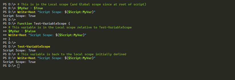 Scopes in PowerShell