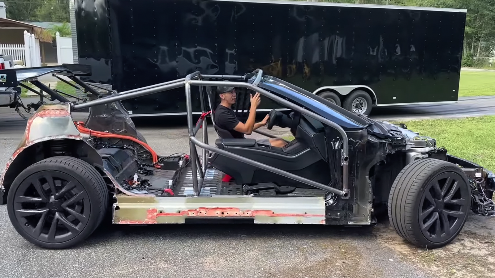 Watch the Tesla Model S Plaid Become a Dangerous, Stripped-Down Drag Racer
