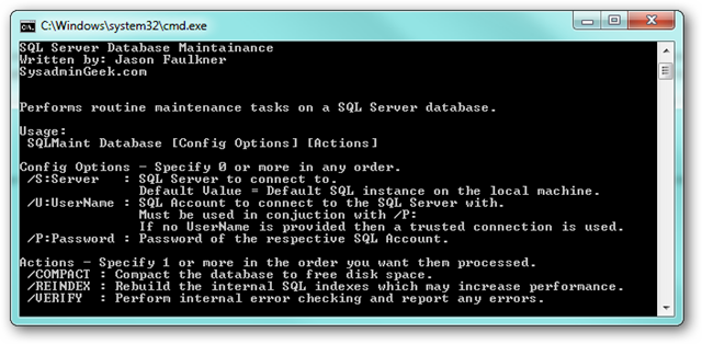 Batch Script to Make SQL Server Database Maintenance Simple