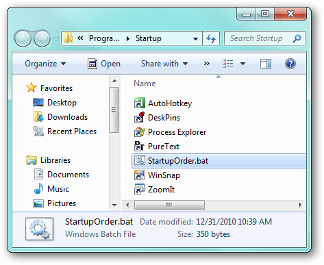 startup folder win7